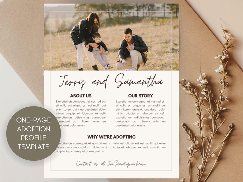 Adoption Profile Template | One-page Family Bio (digital Download) - Etsy