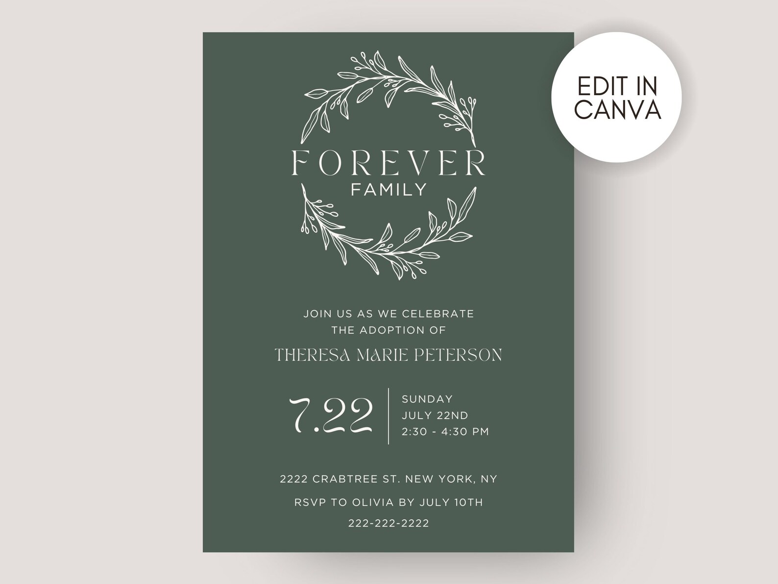 Adoption Day Invitation Template | Official Adoption Celebration Invite ...