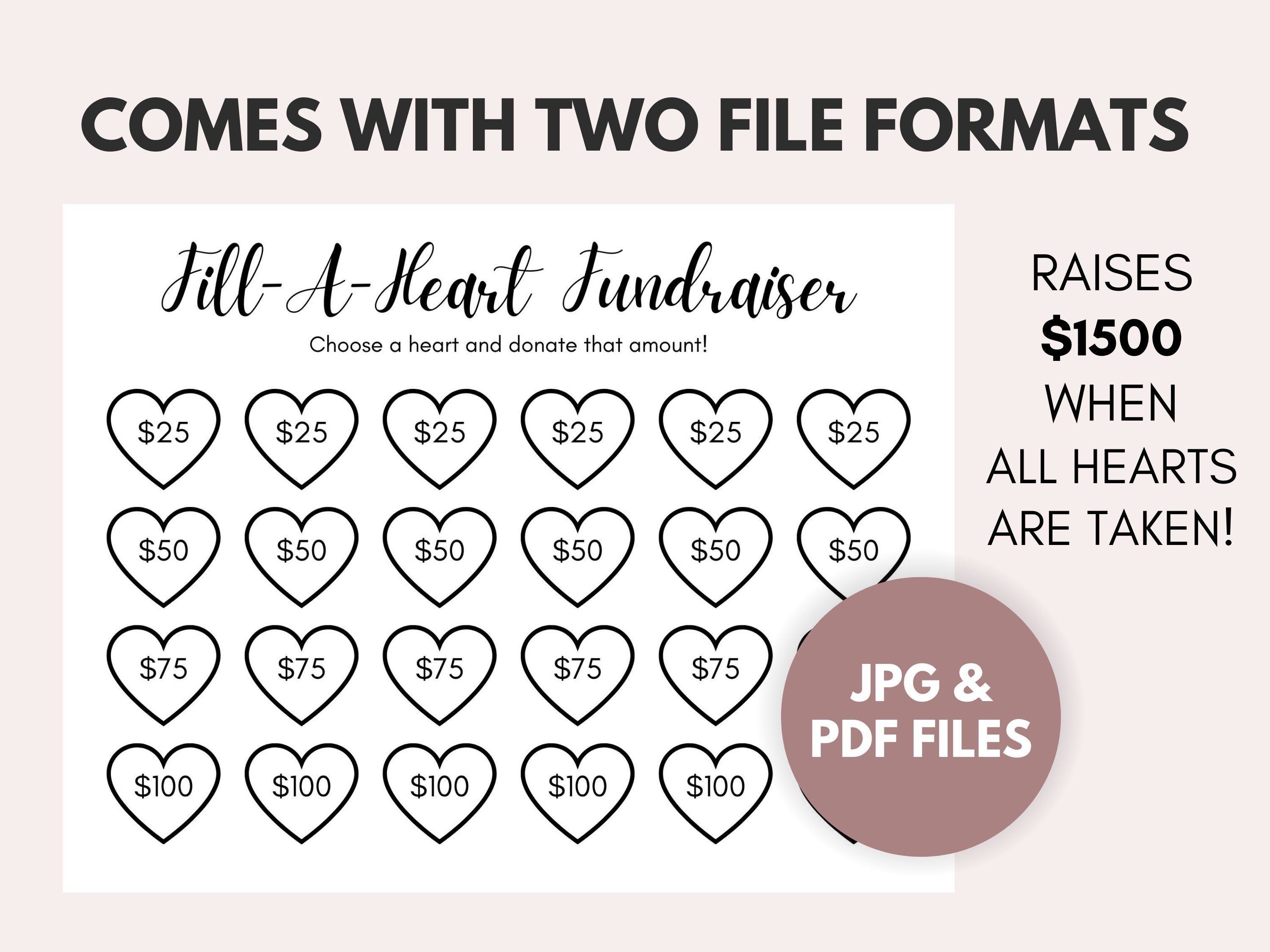 Fill A Heart Fundraiser, Black and White Printable (PDF and JPG) - Etsy