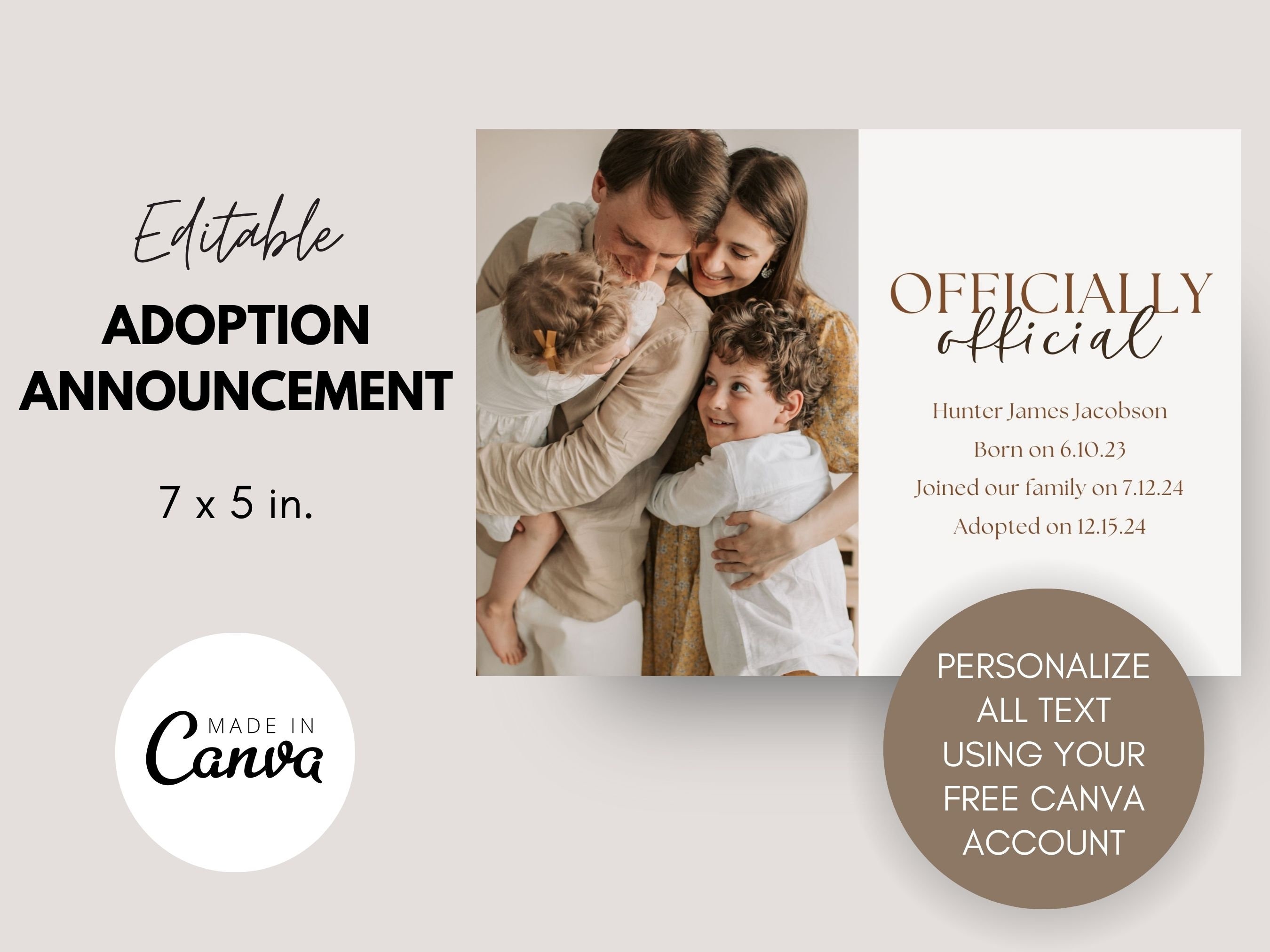 Adoption Announcement Template | Official Adoption Celebration Template ...
