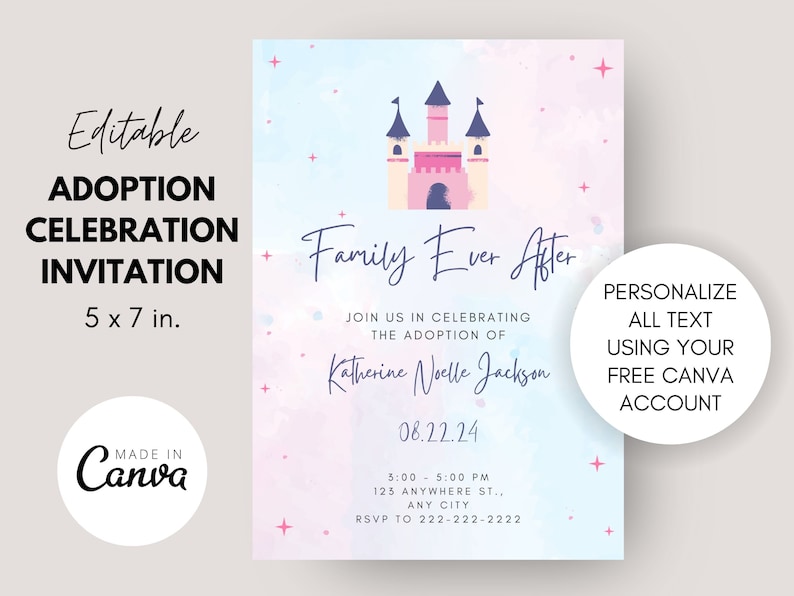 Adoption Party Celebration Invite | Family Ever After Invitation Theme ...