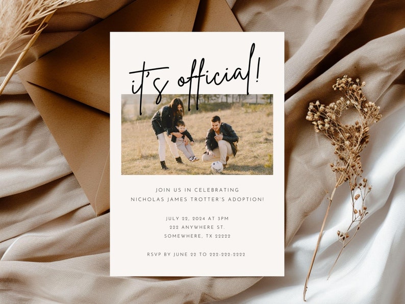 Adoption Party Invitation Template | It's Official Adoption Celebration ...