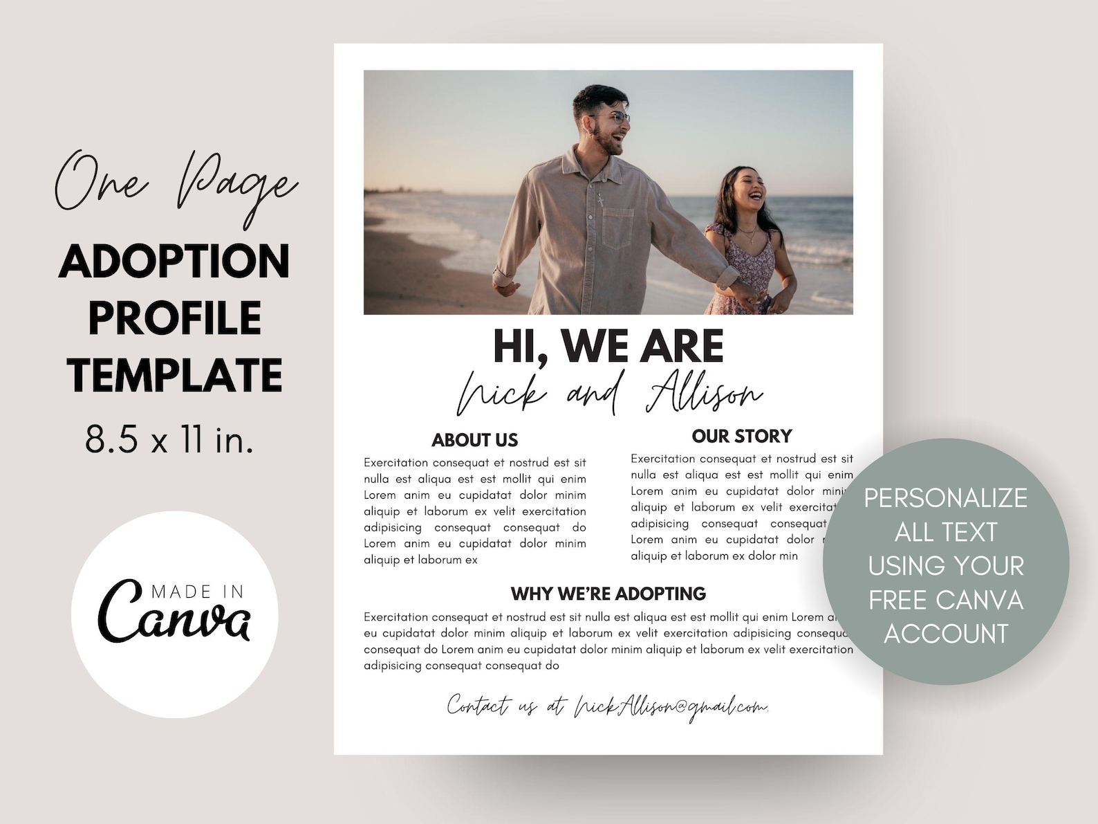 Single Page Adoption Profile Template | One Page Profile for Adoptive ...