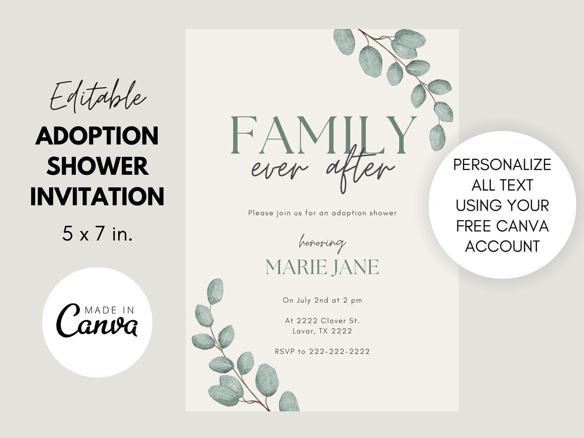 Adoption Shower Celebration Invite | Family Ever After Invitation Theme ...