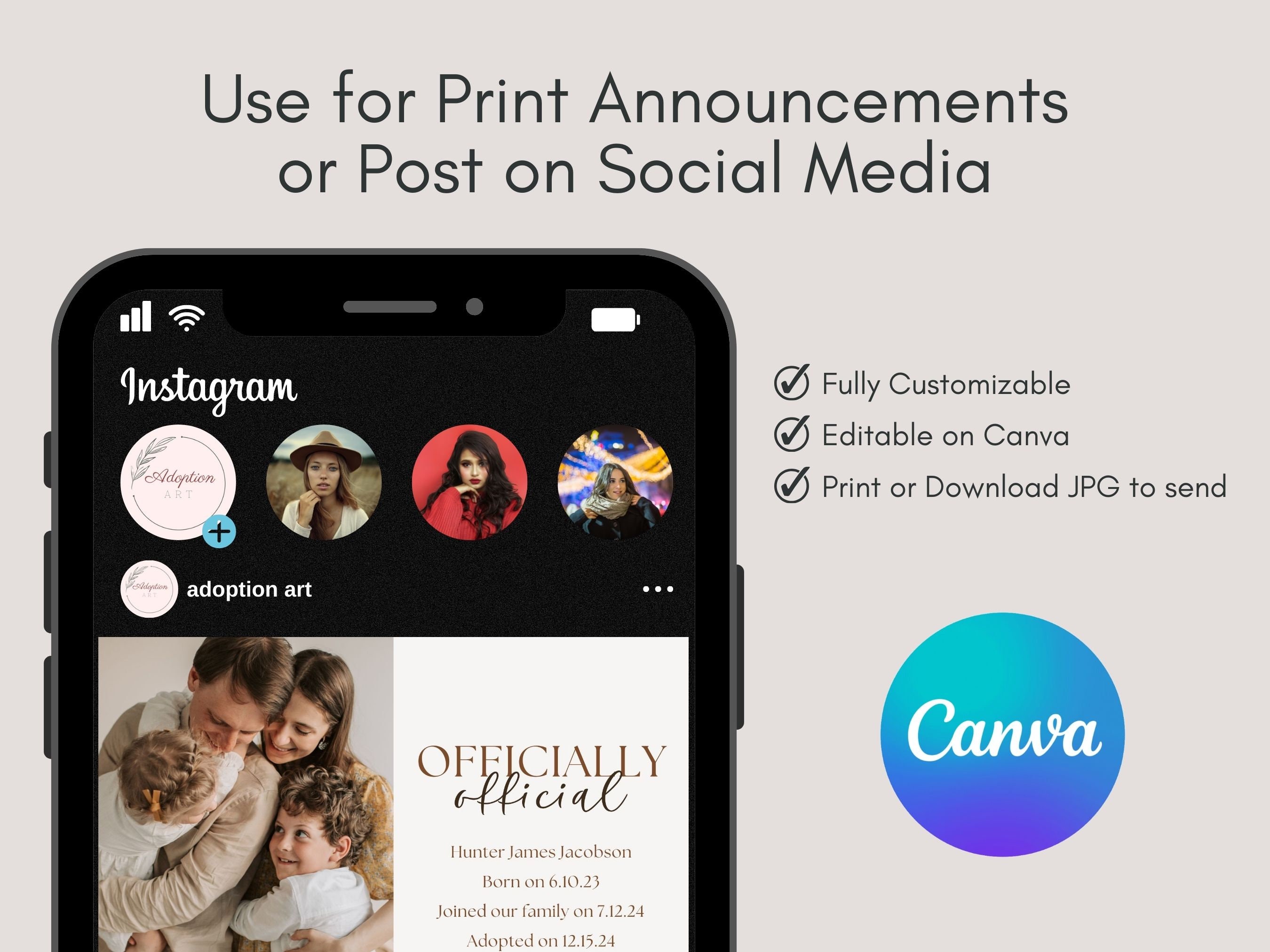 Adoption Announcement Template | Official Adoption Celebration Template ...