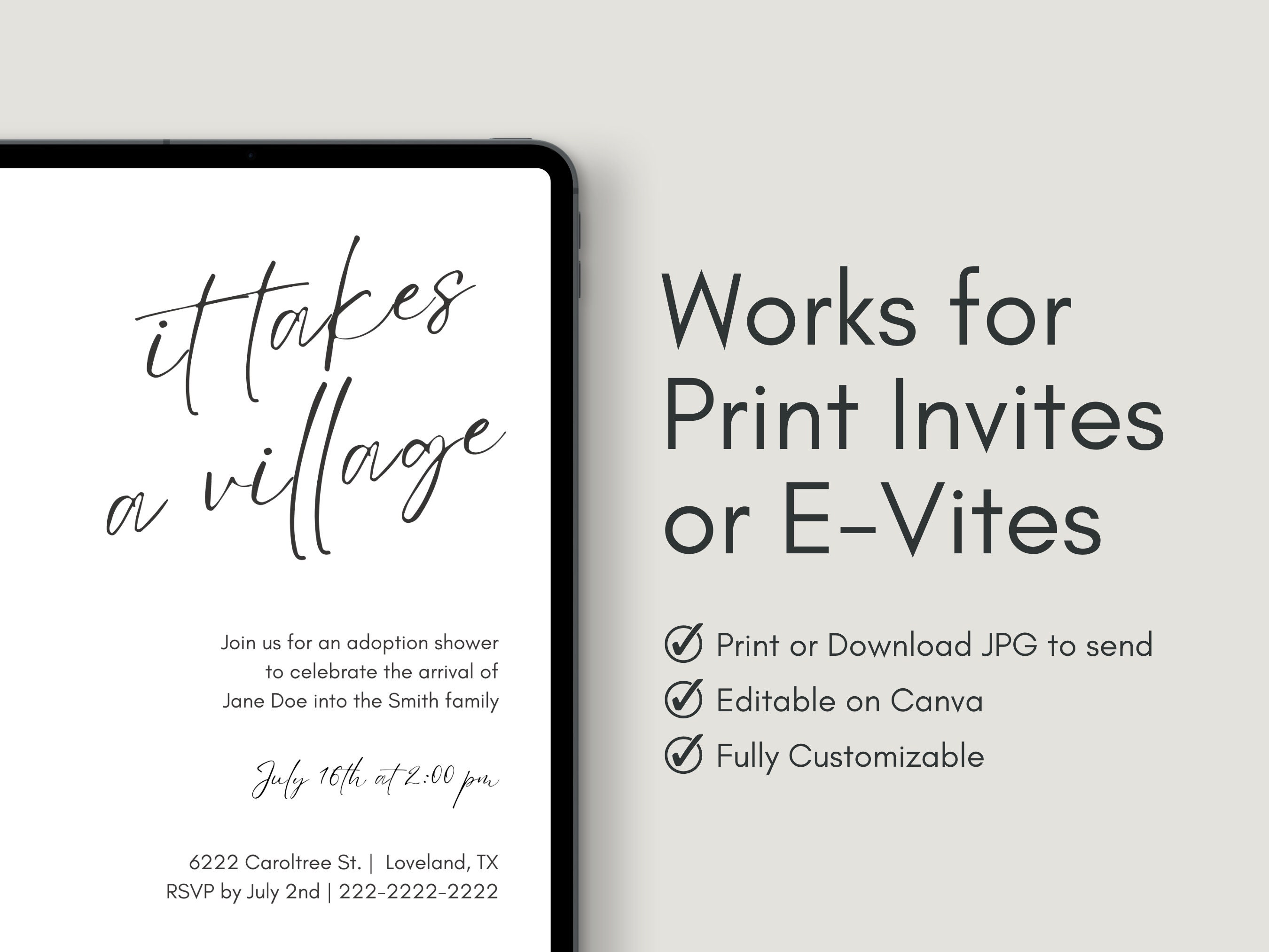 Adoption Shower or Foster Parent Shower Invitation Template | It Takes ...