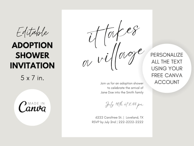 Adoption Shower or Foster Parent Shower Invitation Template | It Takes ...