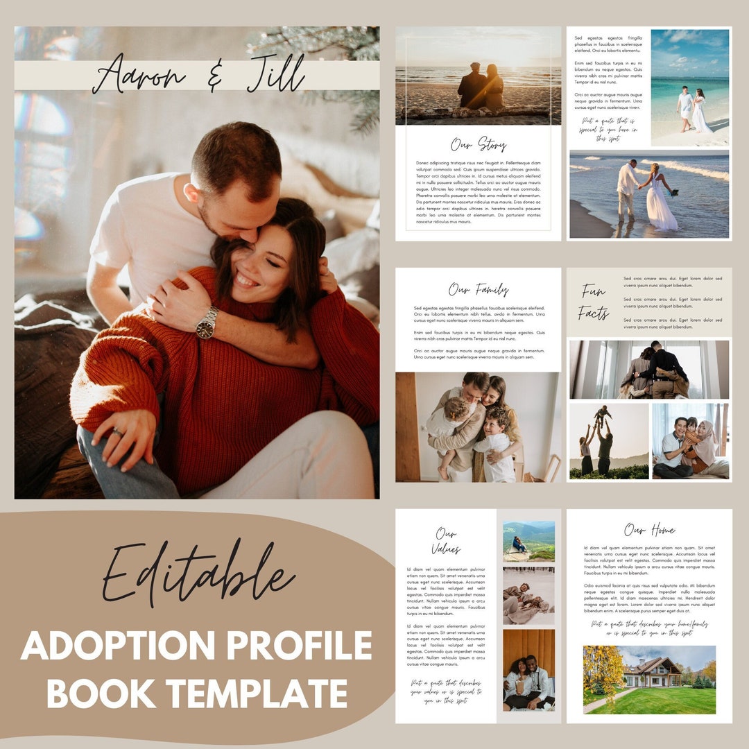 Adoption Profile Book Template for Canva | Editable | Modern Script - Etsy