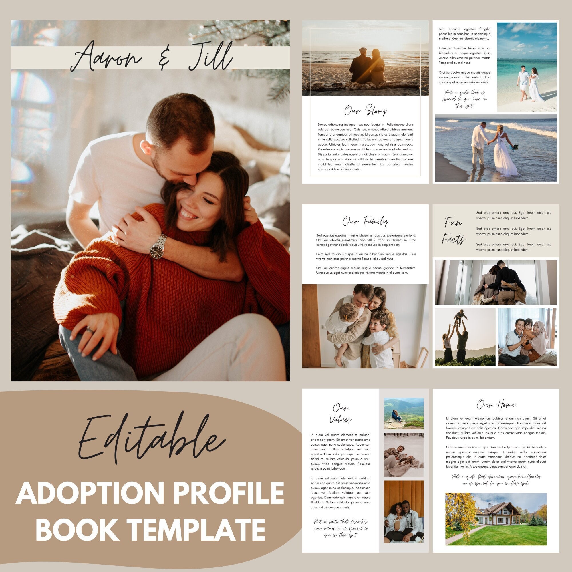 Adoption Profile Book Template for Canva | Editable | Modern Script - Etsy