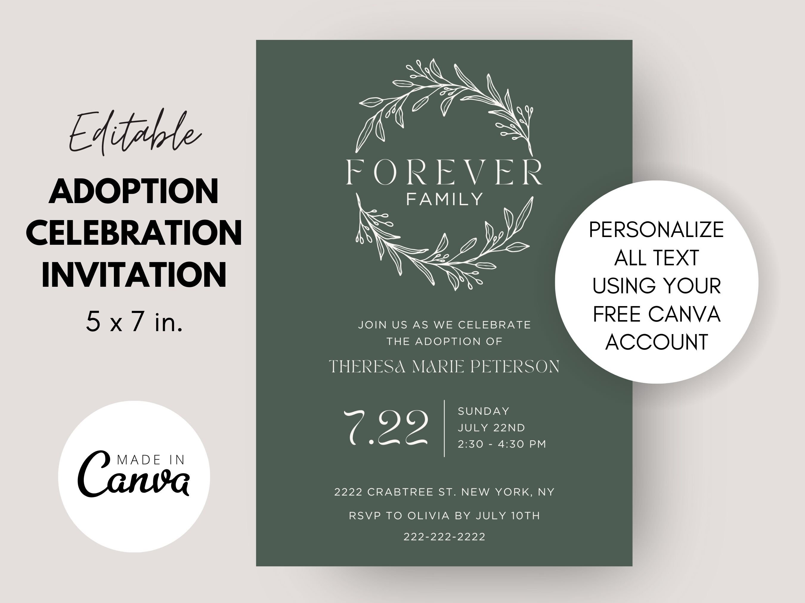 Adoption Day Invitation Template | Official Adoption Celebration Invite ...