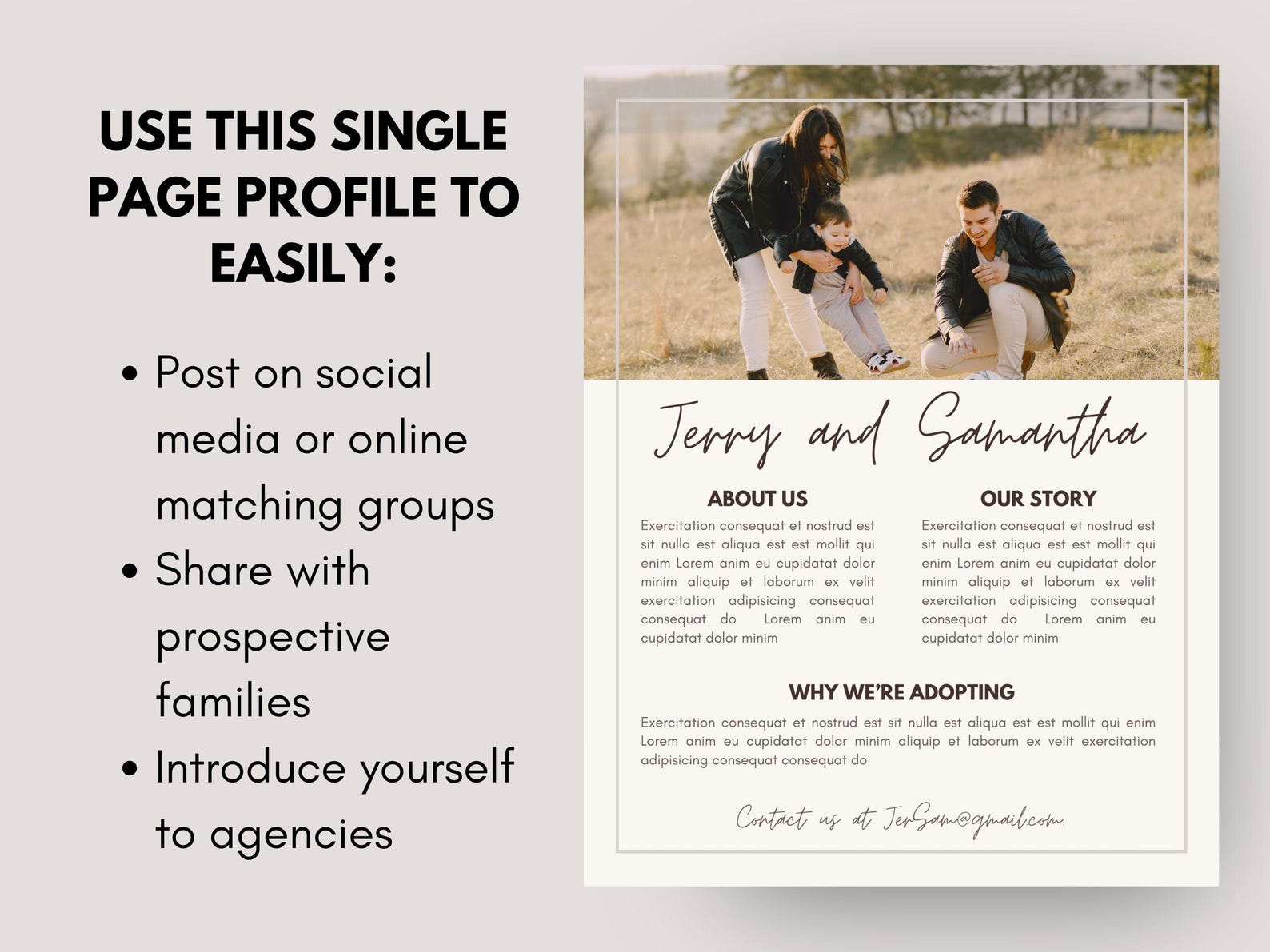 Adoption Profile Template | One-page Family Bio (digital Download) - Etsy