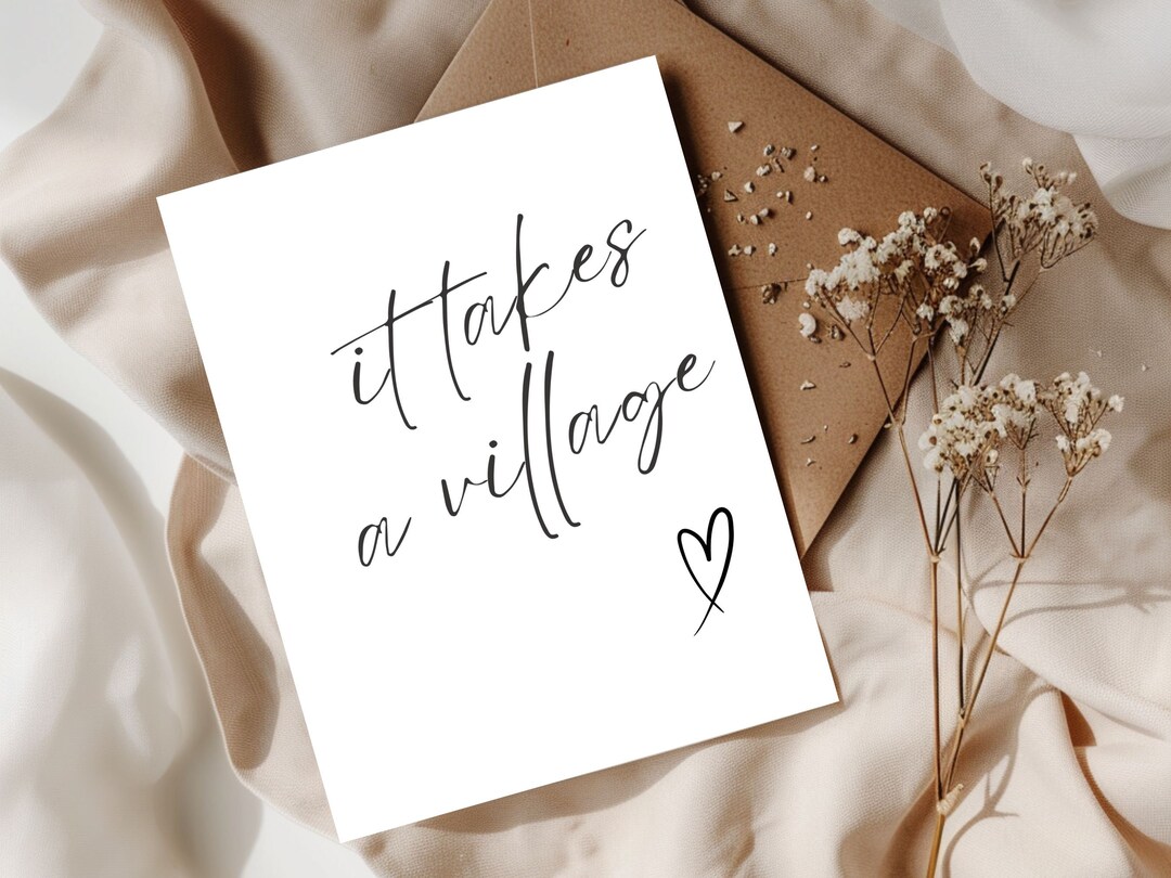 It Takes A Village Script Thank You Card - PRINT AT HOME! Adoption ...