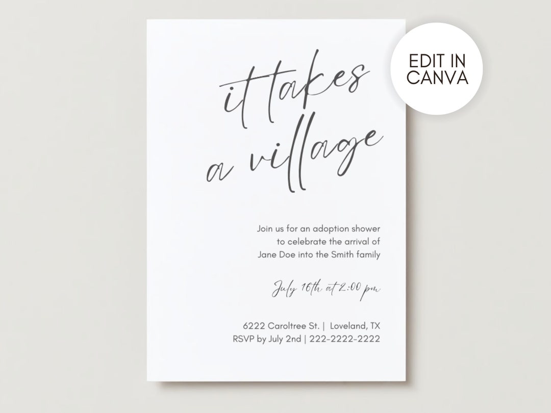 Adoption Shower or Foster Parent Shower Invitation Template | It Takes ...