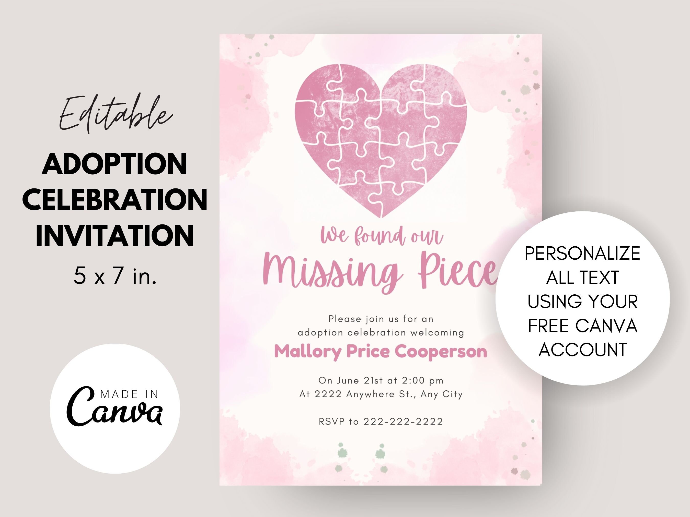 Adoption Day Celebration, Shower or Party Invitation Template | We ...