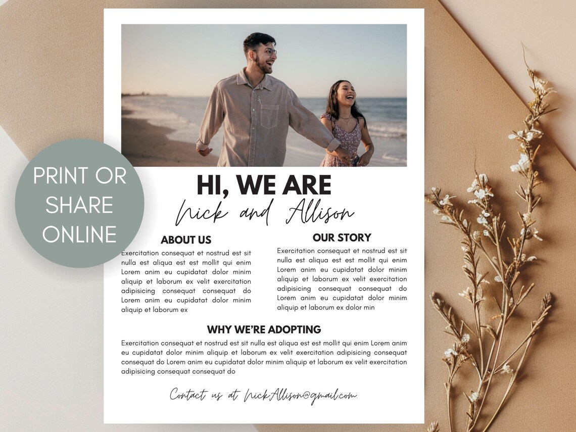 Single Page Adoption Profile Template | One Page Profile for Adoptive ...