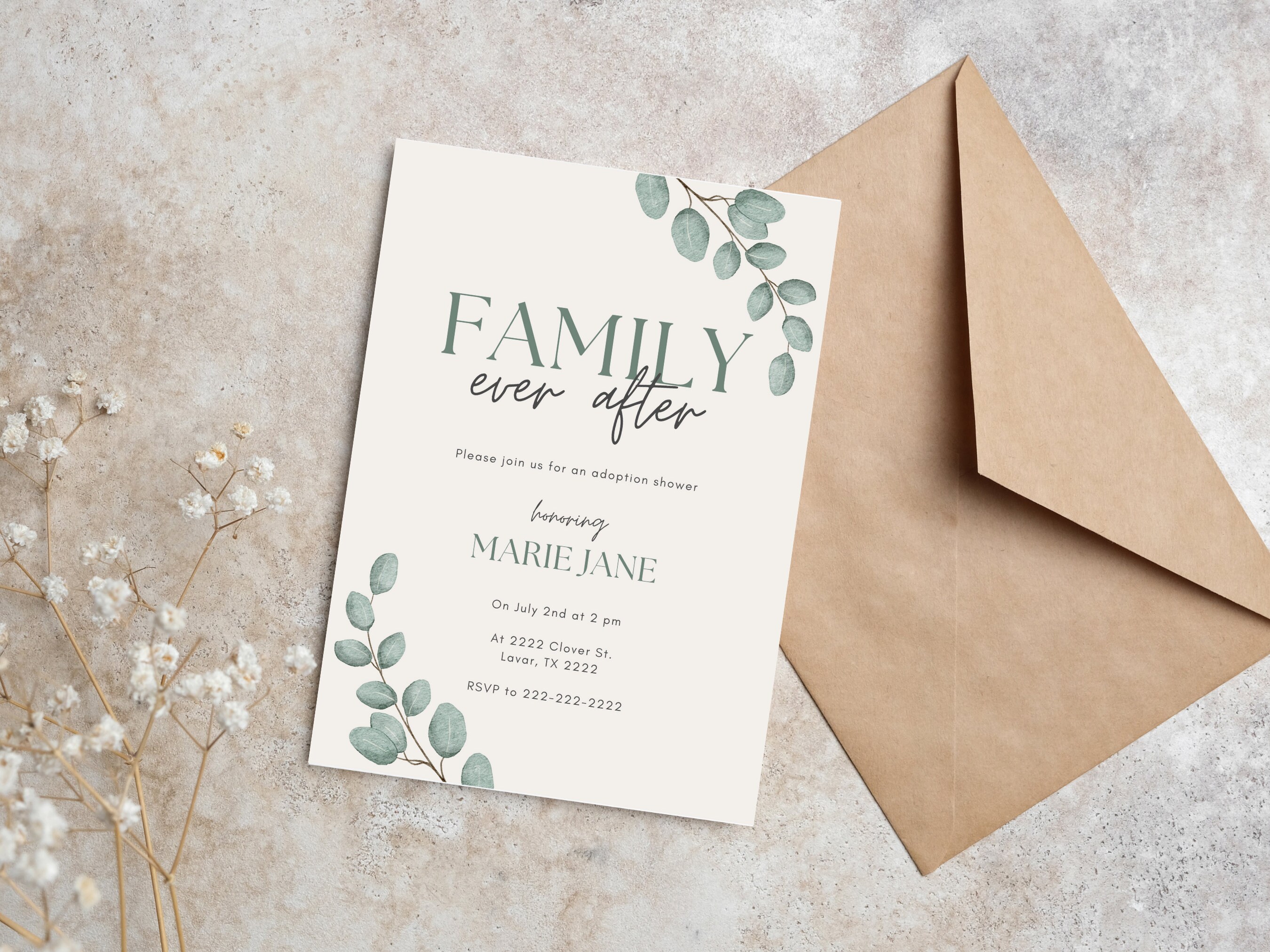 Adoption Shower Celebration Invite | Family Ever After Invitation Theme ...