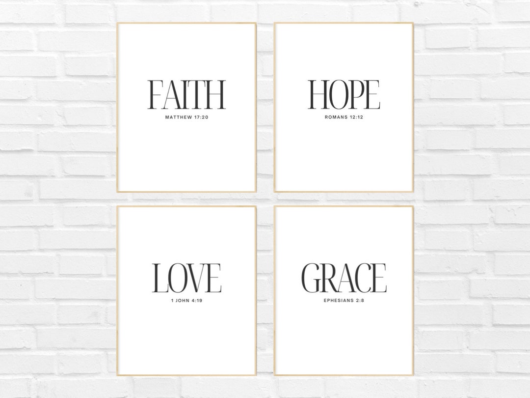 Family Values Christian Printable Wall Art Set of Four | Christian Gift ...