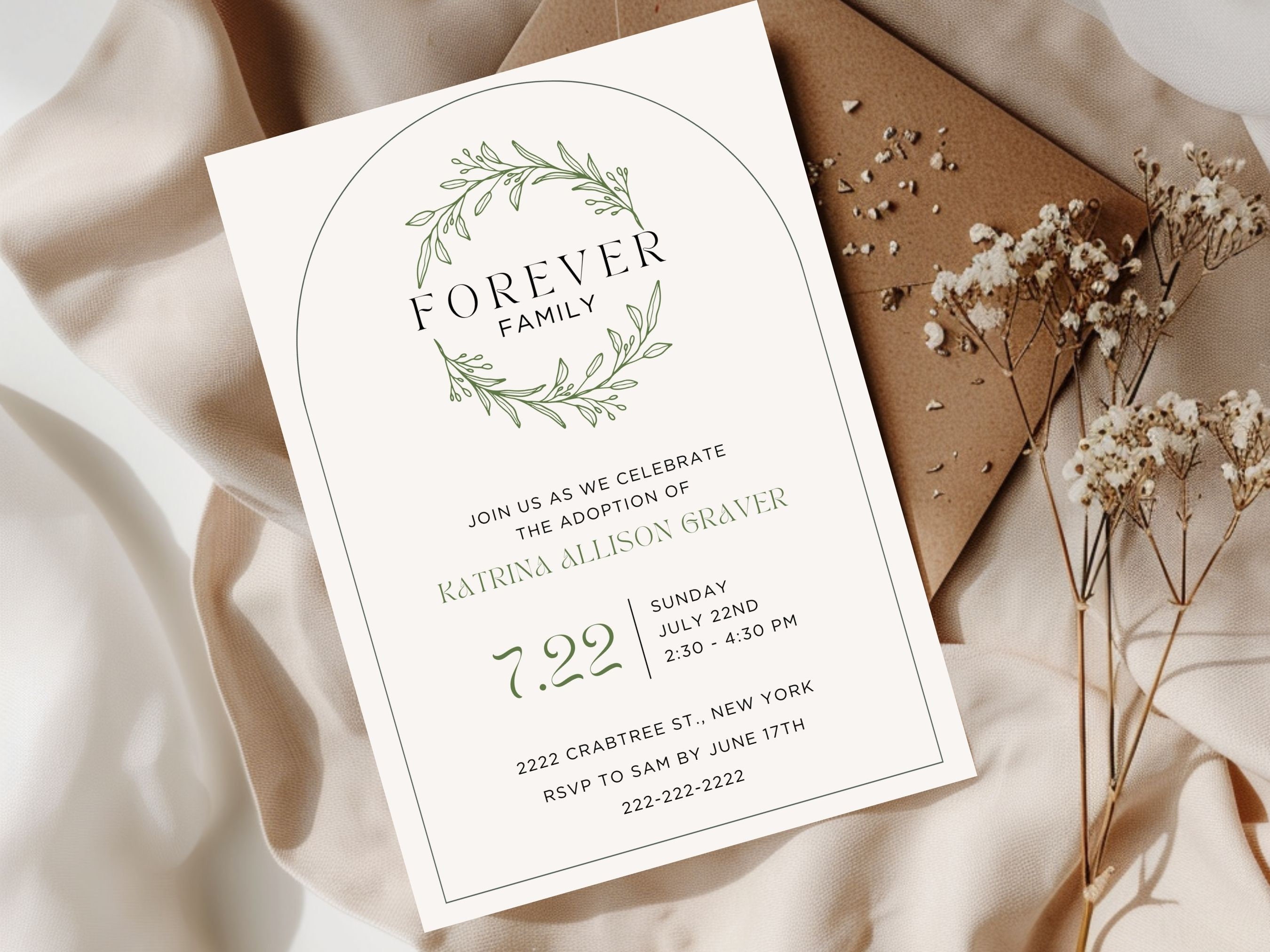 Adoption Day Invitation Template | Official Adoption Celebration Invite ...