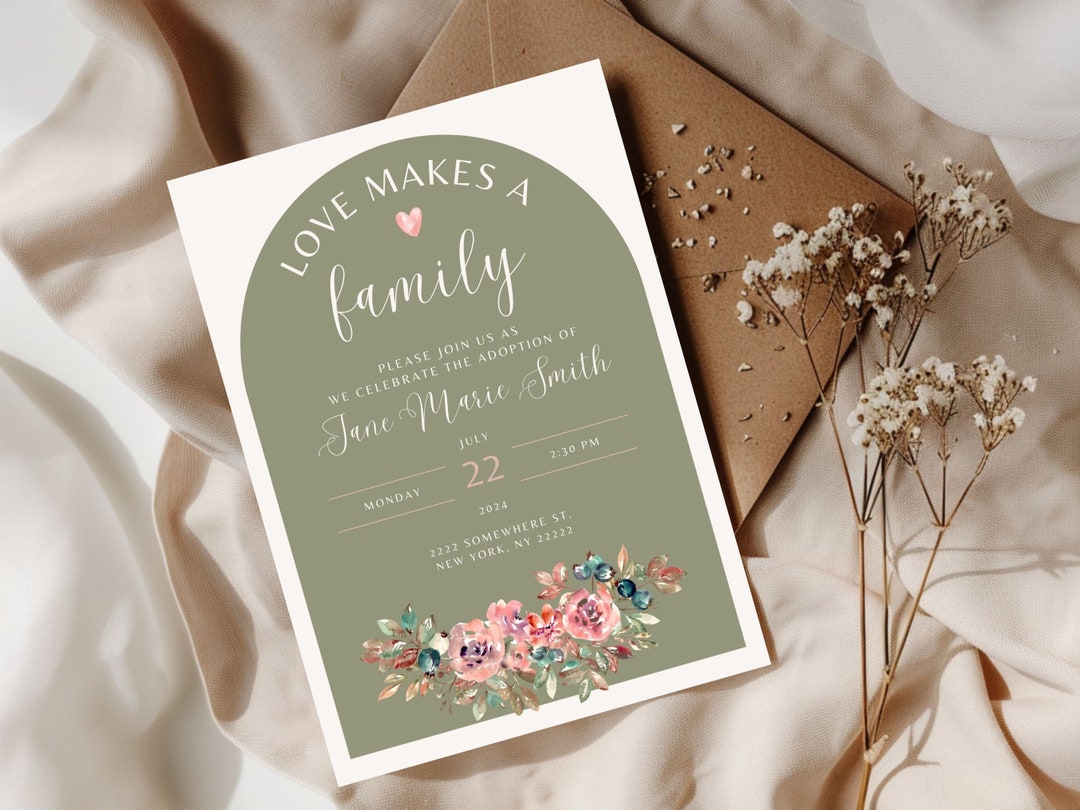 Adoption Celebration Invitation Template | Love Makes A Family Invite ...