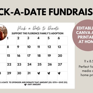 Fundraiser Calendar Tool Template for Canva Customizable | Editable ...