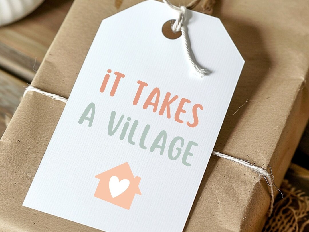 It Takes a Village Party Gift Tags | Adoption Party Favor Gift Tags ...