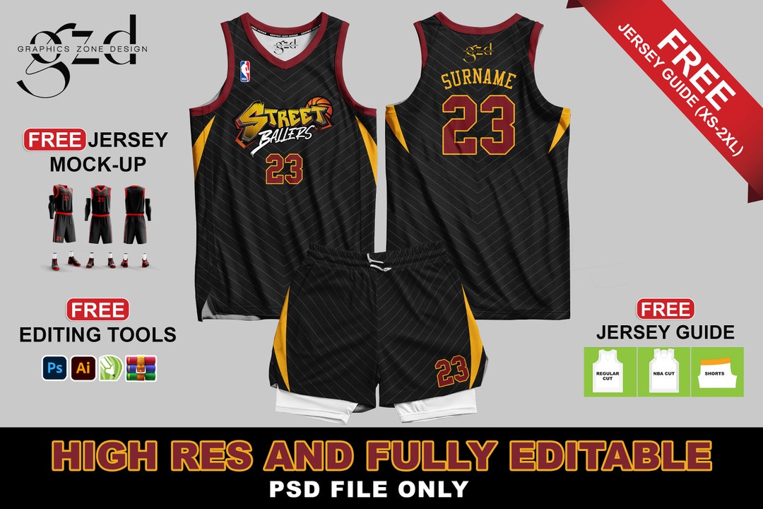 Yellow Black and Red Basketball Jersey Design Inspired by Famous ...