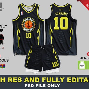 Allstar Black Basketball Jersey Design Fully Editable Neon Green ...