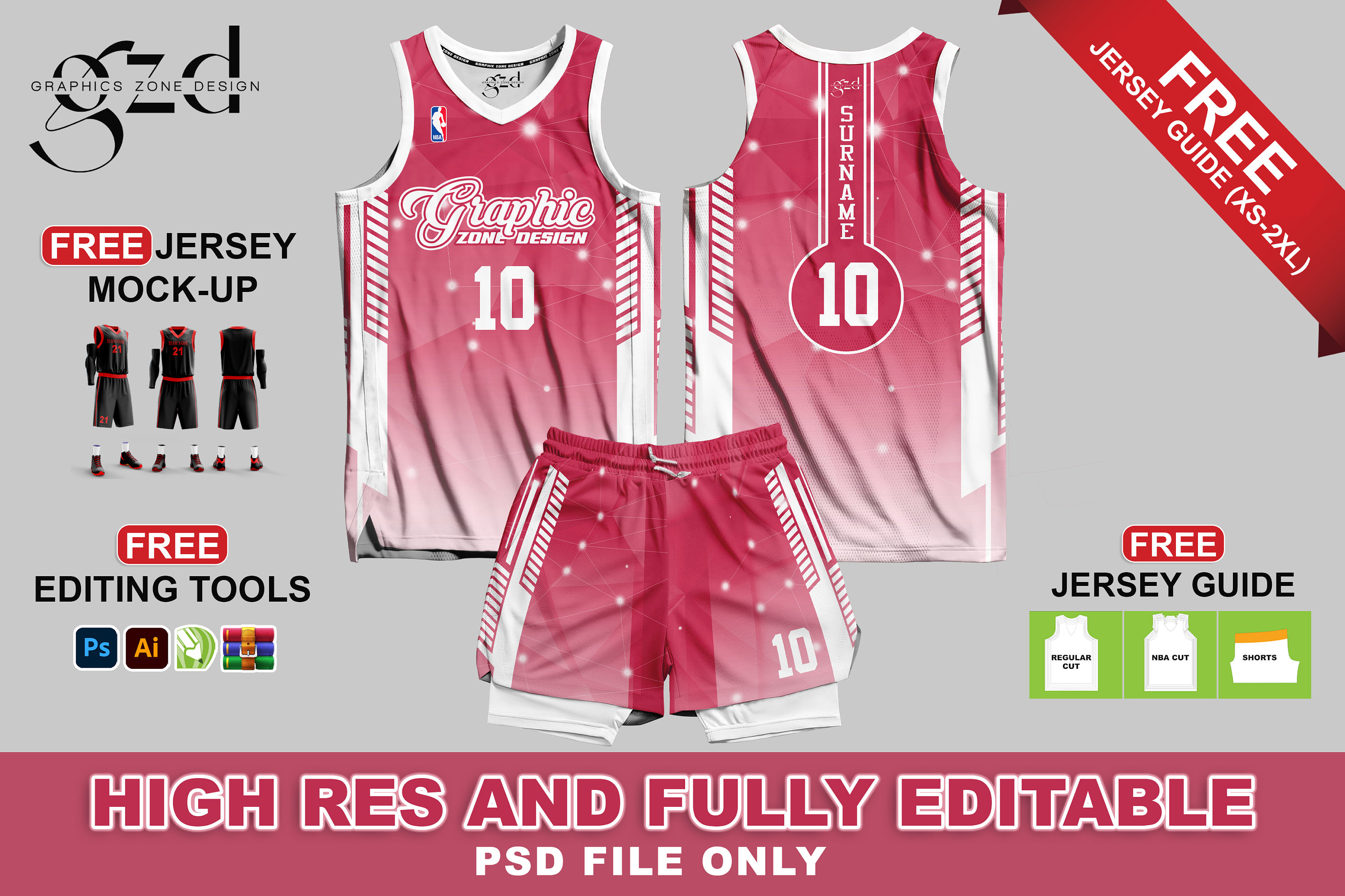 Pink and White Basketball Jersey Design Men's Jersey Fully Editable ...