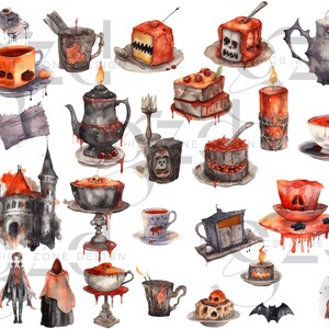 Watercolor Vampire Castle Clipart Vampire Clipart Vampire Party Bat ...