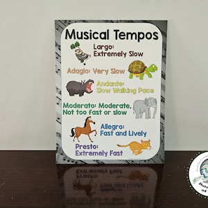 Animal Tempo Posters for Music Classroom - Etsy
