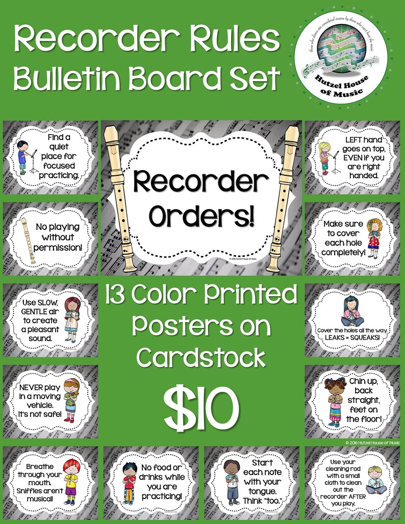 Recorder Rules Posters for Music Class Bulletin Board - Etsy