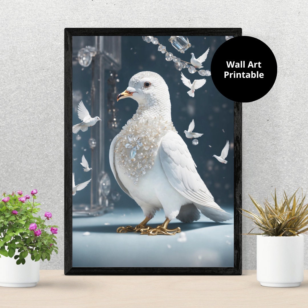 White Dove Wall Art, Colorful Print, Gift Idea, Inspirational Art ...