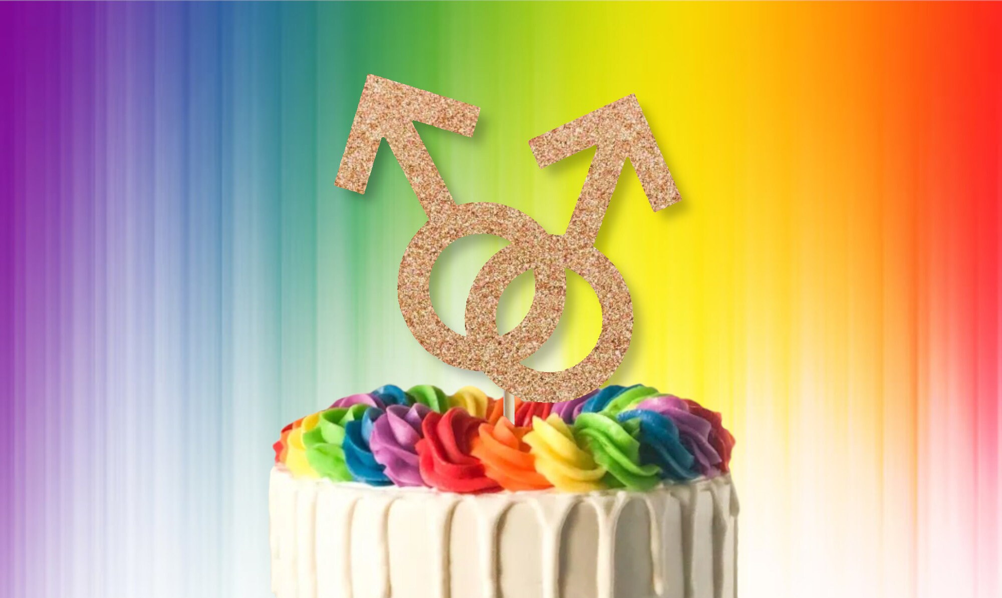 Double Male Symbol Pride Cake Topper, LGBT, LGBTQIA+, 1st Class ...