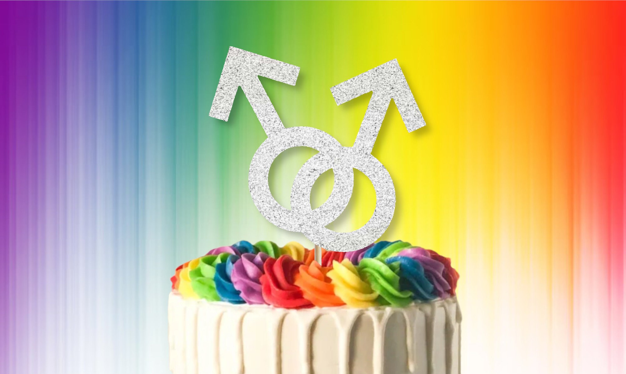 Double Male Symbol Pride Cake Topper, LGBT, LGBTQIA+, 1st Class ...