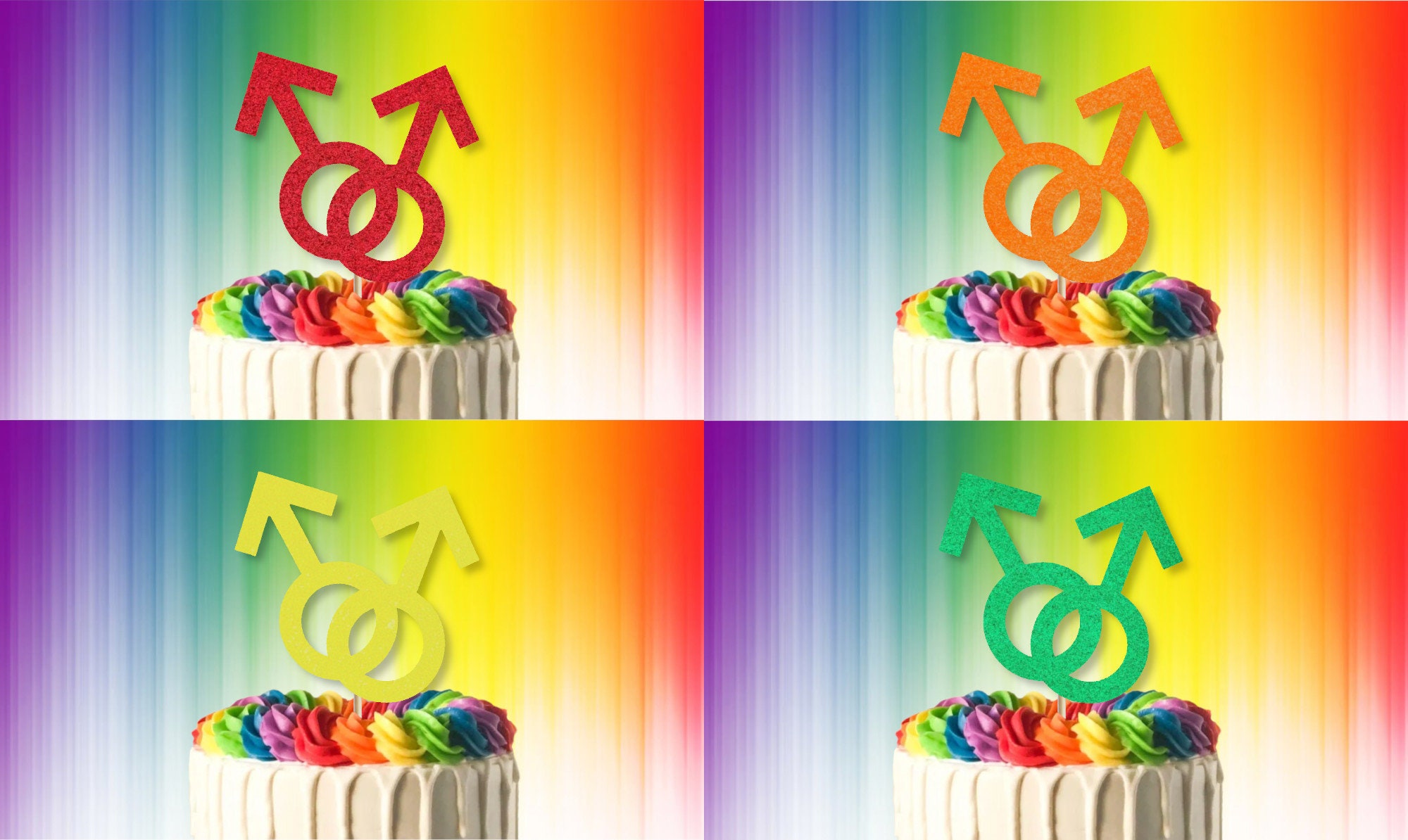 Double Male Symbol Pride Cake Topper, LGBT, LGBTQIA+, 1st Class ...