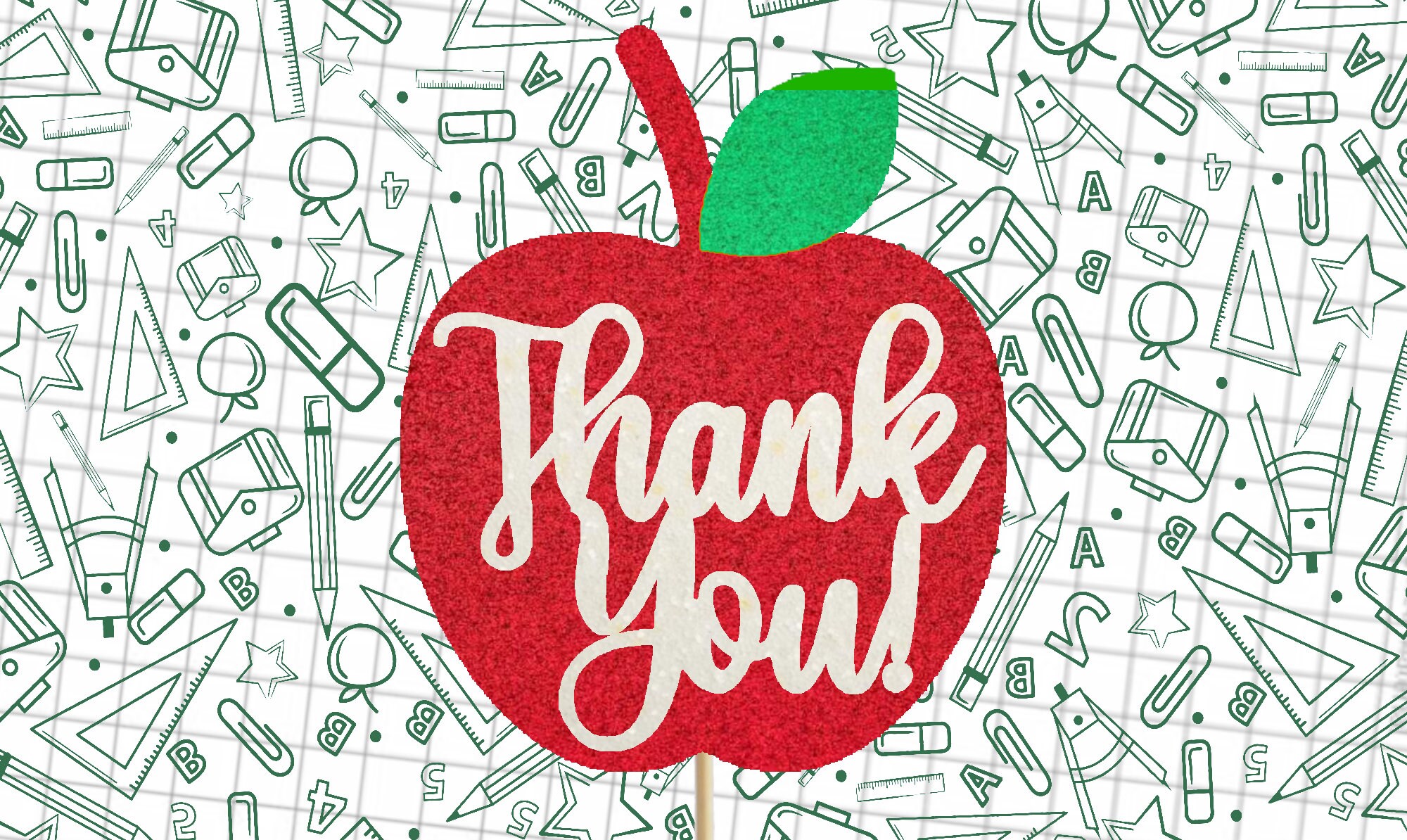 Thank You Teacher Cake Topper, Apple Design, Cupcake, Thank You Topper ...