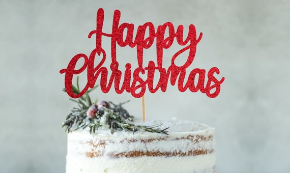Happy Christmas Cake Topper Xmas Topper Merry Christmas Cake | Etsy