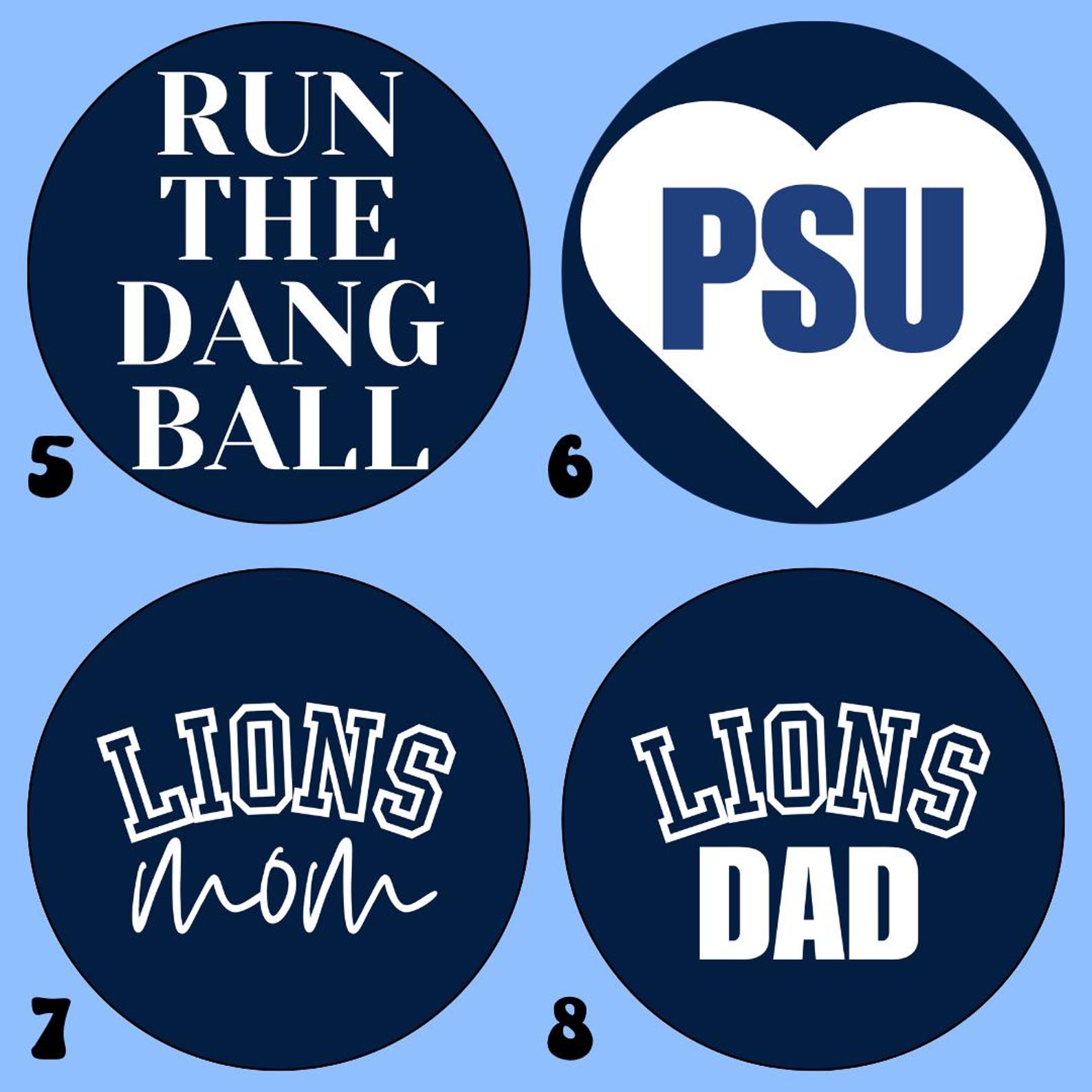 Penn State Inspired Game Day Buttons | Pin Lions University Fan ...