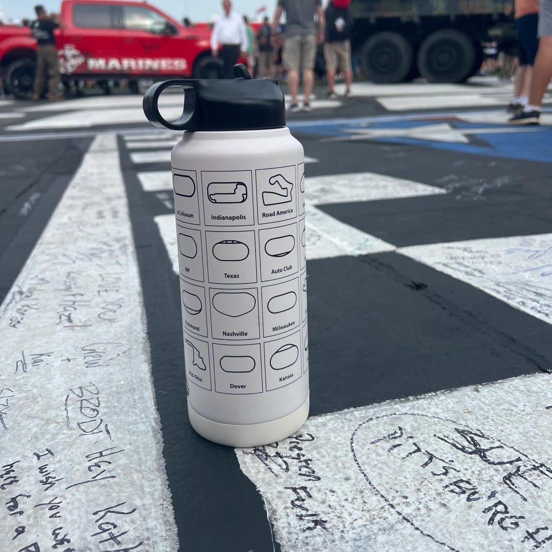 Track Fan 32 Oz Stainless Steel Water Bottle Tumbler With Stickers ...