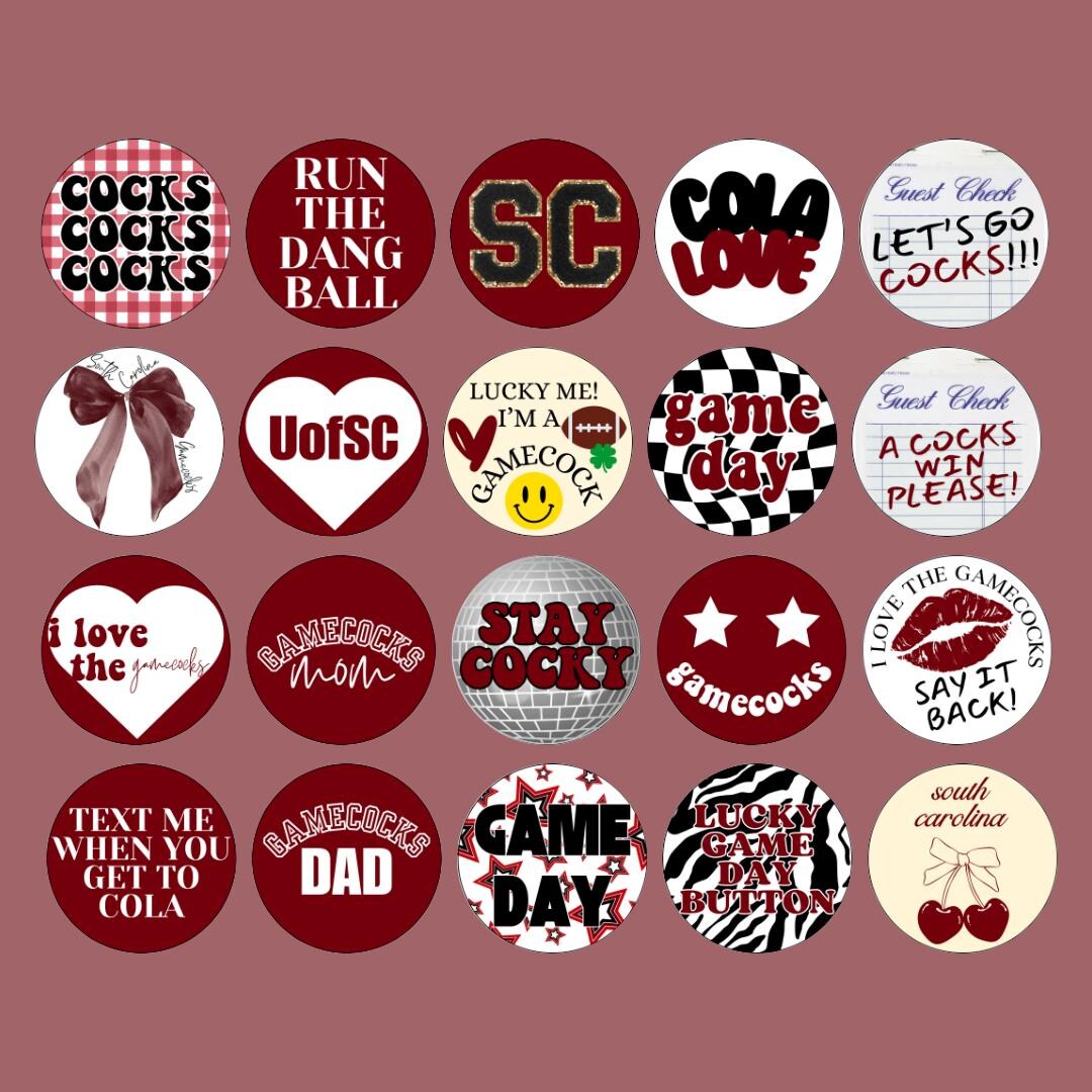 South Carolina Inspired Game Day Buttons Pin Gamecocks Fan Accessories ...