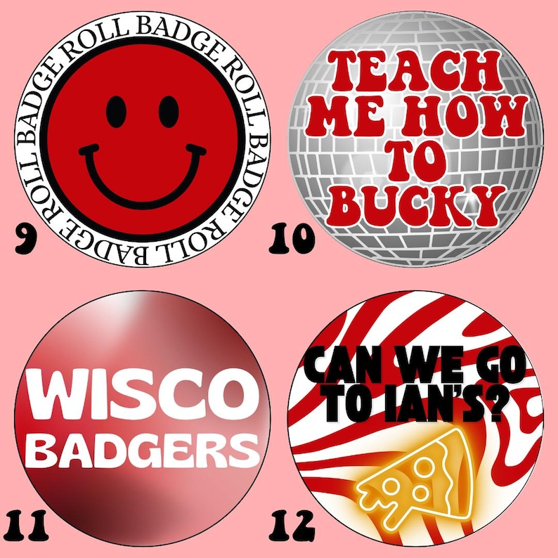UW Wisconsin Game Day Buttons | Pin Badgers Fan Accessories Spirit Pins ...