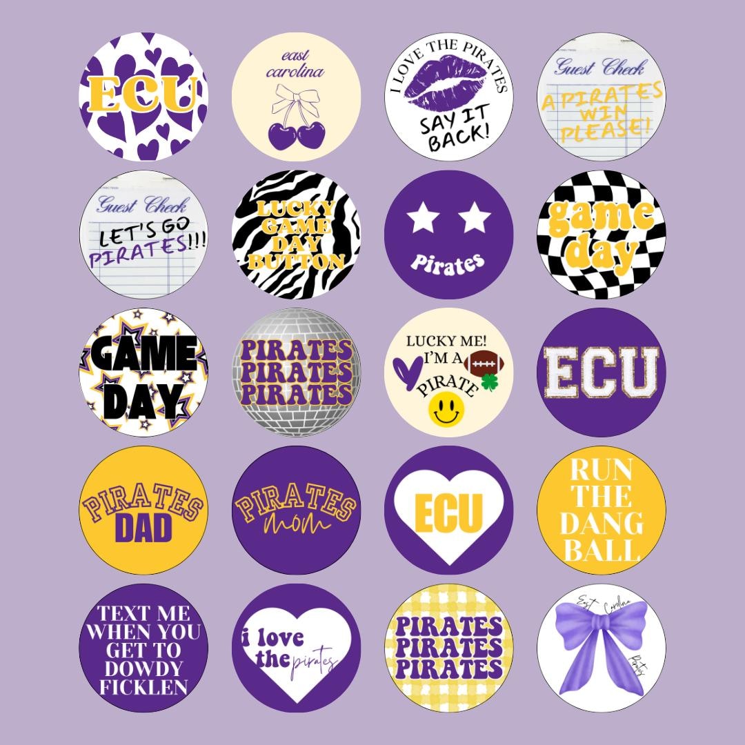East Carolina Inspired Game Day Buttons | Pin Pirates University Fan ...