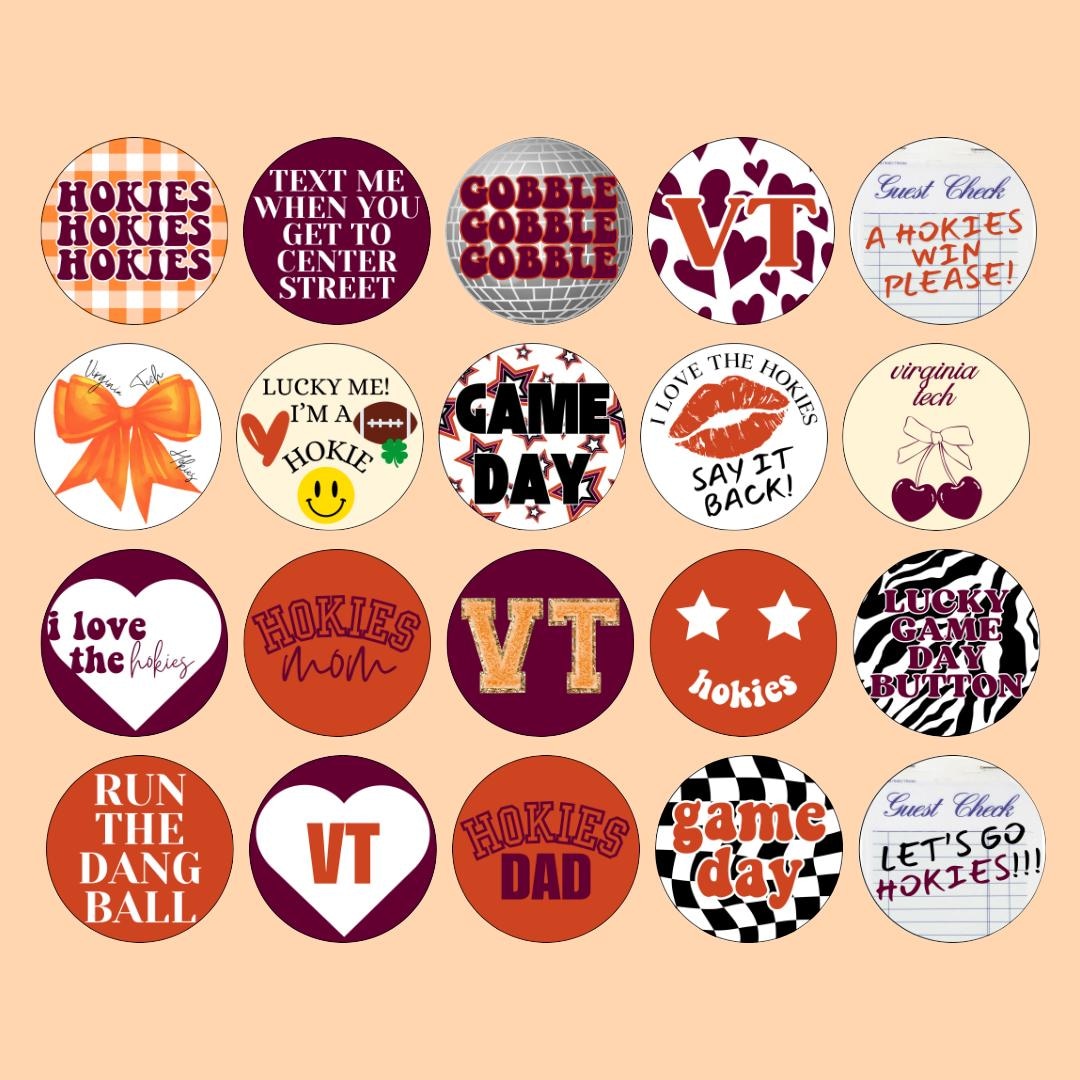 Virginia Inspired Game Day Buttons | Pin Hokies Fan Accessories Spirit ...