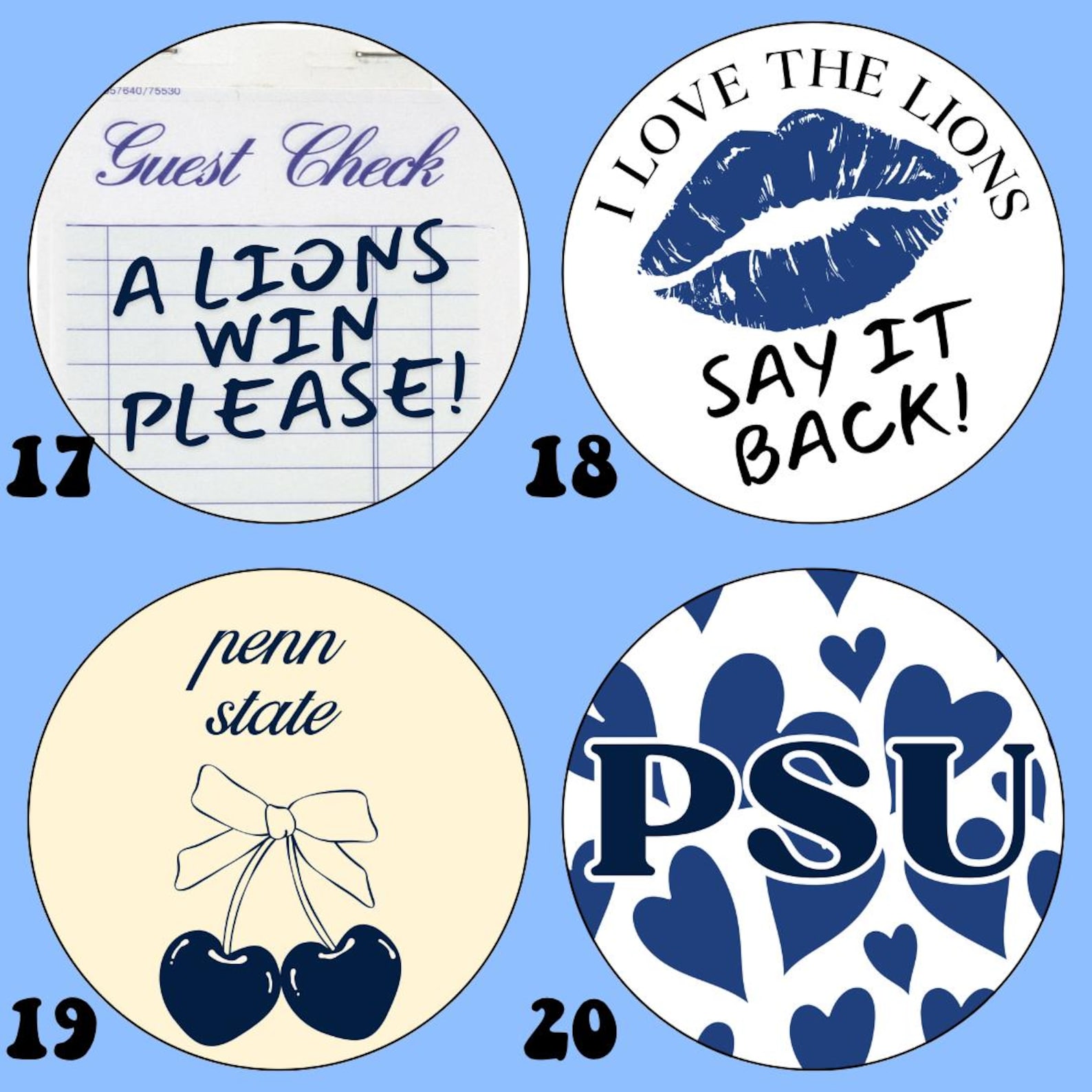 Penn State Inspired Game Day Buttons | Pin Lions University Fan ...