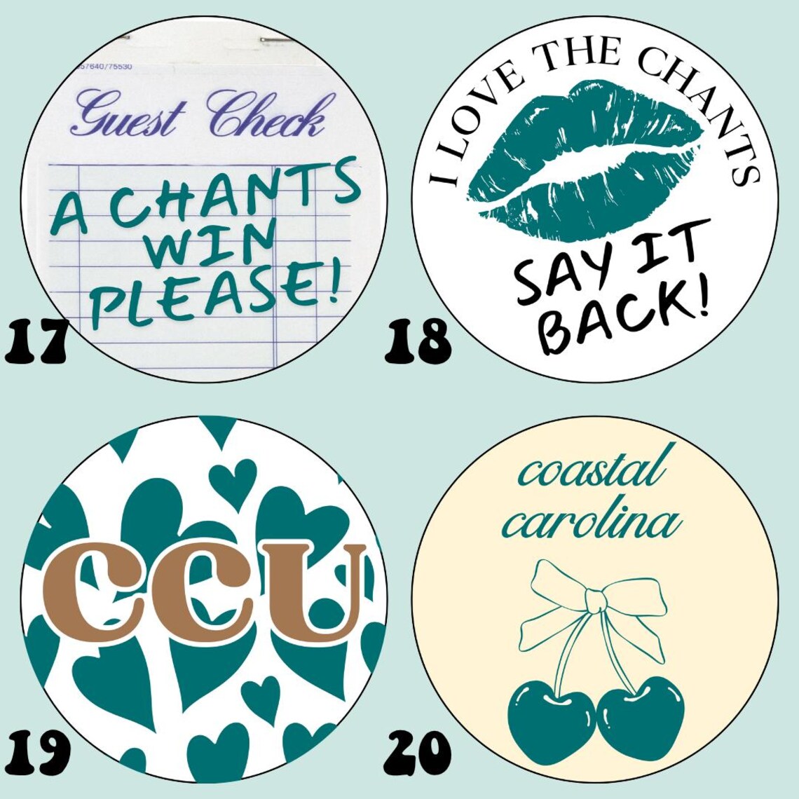 Coastal Carolina Inspired Game Day Buttons | Pin Chanticleers ...