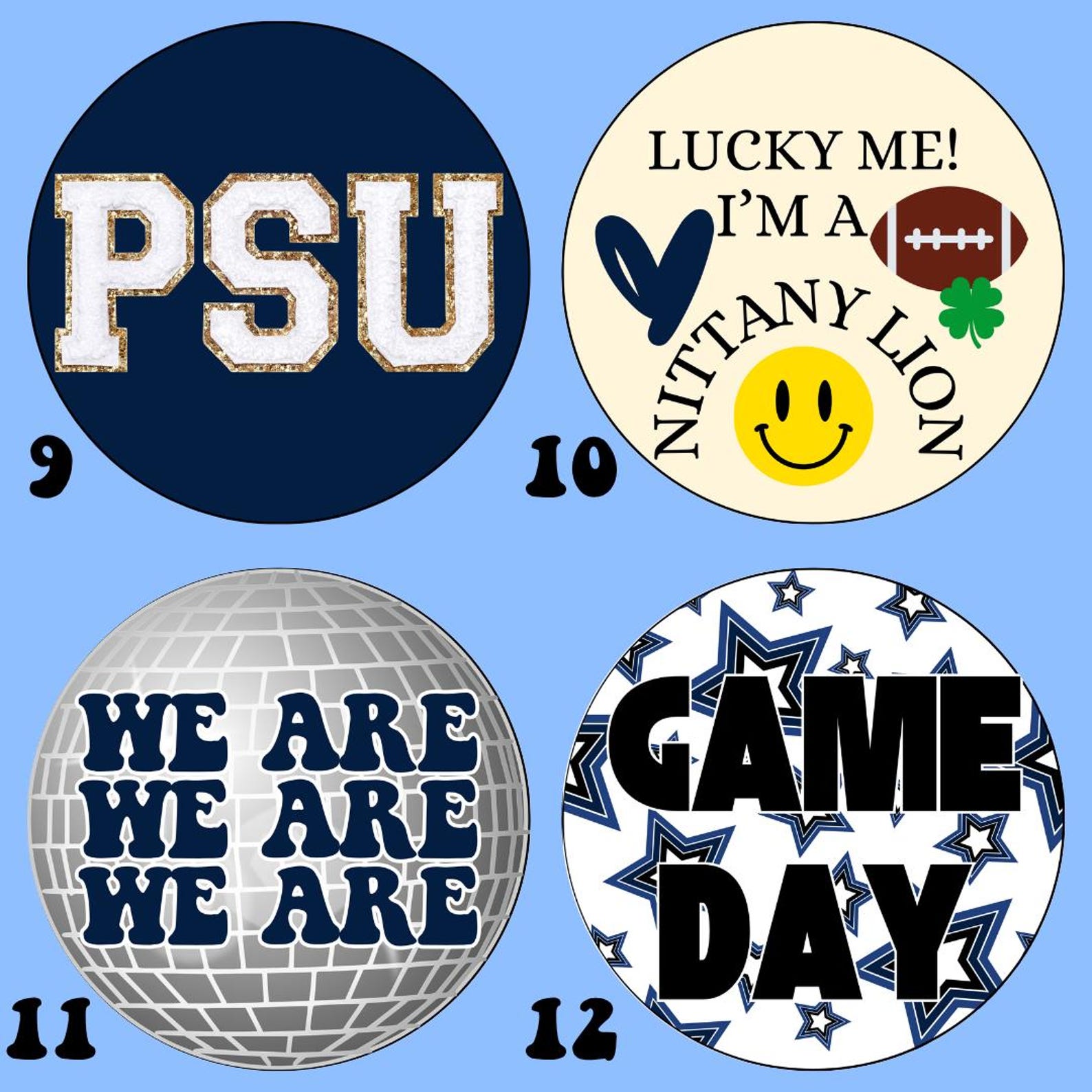 Penn State Inspired Game Day Buttons | Pin Lions University Fan ...