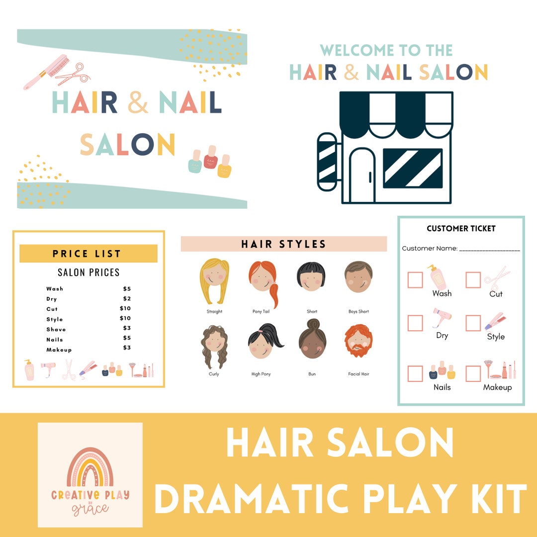 Hair & Nail Salon Dramatic Play Pretend Play Play Kit - Etsy