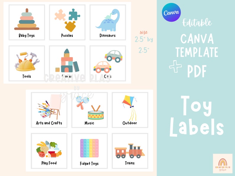 Toy Bin Labels for Easy Storage and Organization, Playroom Labels, Toy ...