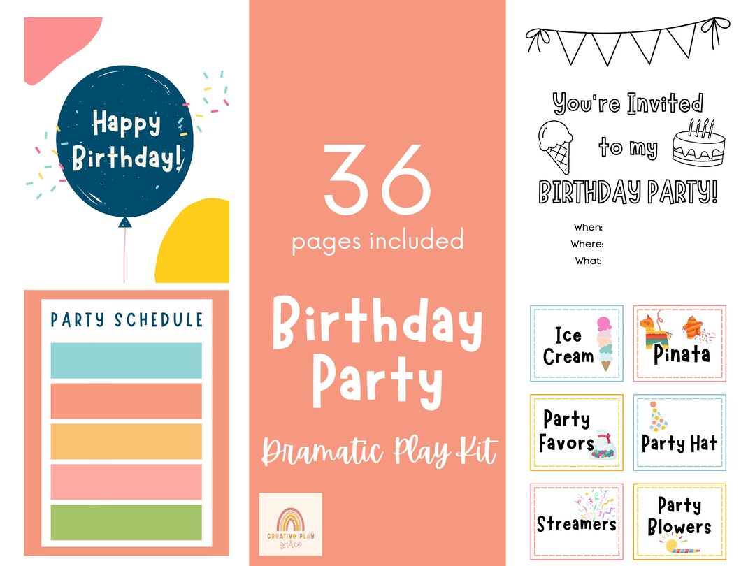 Birthday Party Dramatic Play, Pretend Play, Play Kit, Classroom ...