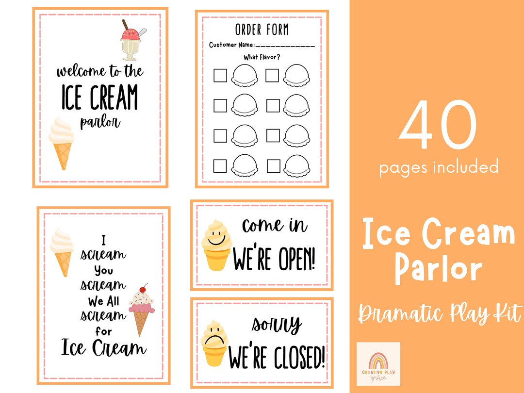 Ice Cream Parlor Dramatic Play, Pretend Play, Play Kit, Classroom ...